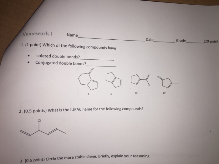 Solved HomeworkI Name Date Grade (20 point 1. (1 point) | Chegg.com