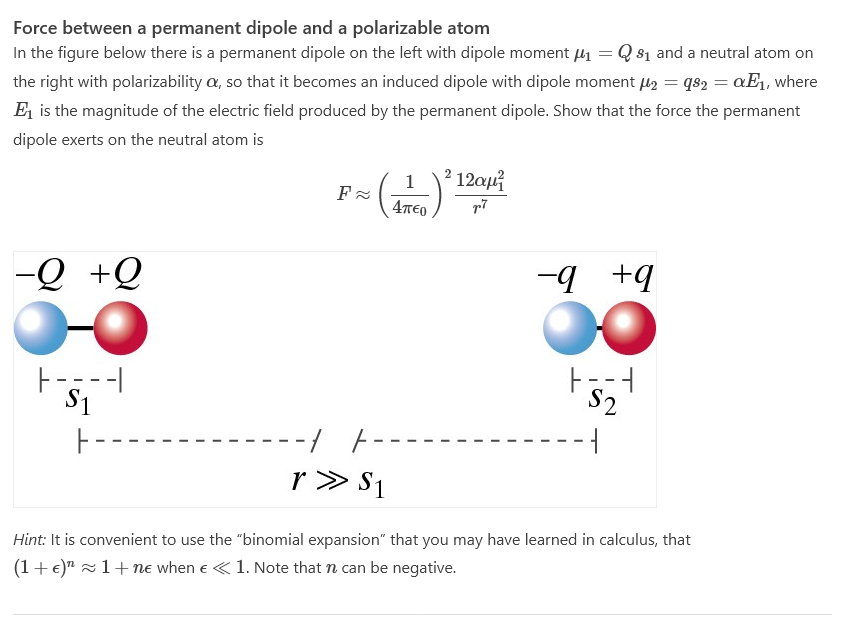 Solved Force between a permanent dipole and a polarizable | Chegg.com