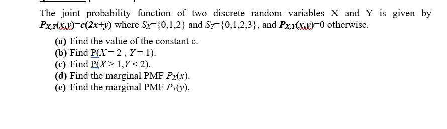 Solved The joint probability function of two discrete random | Chegg.com