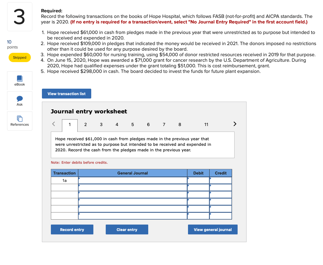 Solved 3 Required: Record the following transactions on the | Chegg.com