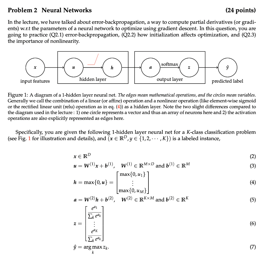 Solved Problem 2 Neural Networks (24 points) In the lecture, | Chegg.com
