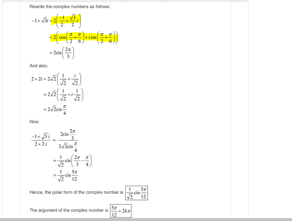 Solved 7. Find the argument of each of the following complex | Chegg.com