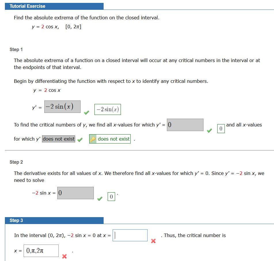 Solved Tutorial Exercise Find the absolute extrema of the | Chegg.com
