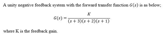 Solved A unity negative feedback system with the forward | Chegg.com