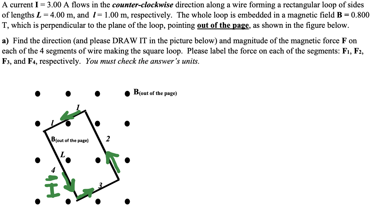 Solved A current I= 3.00 A flows in the counter-clockwise | Chegg.com