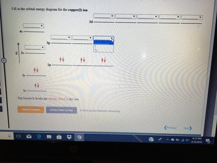 Solved Fill in the orbital energy diagram for the copper() | Chegg.com