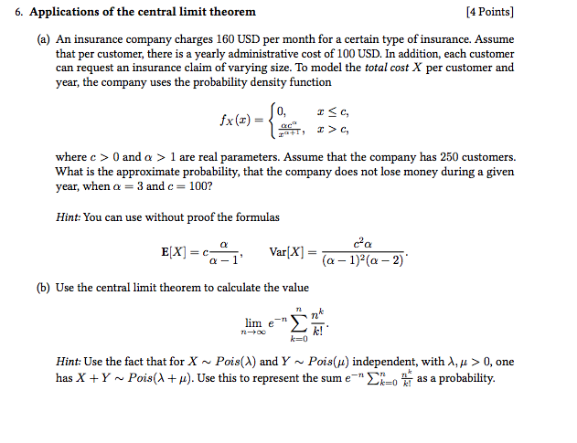 Solved 6. Applications of the central limit theorem [4 | Chegg.com
