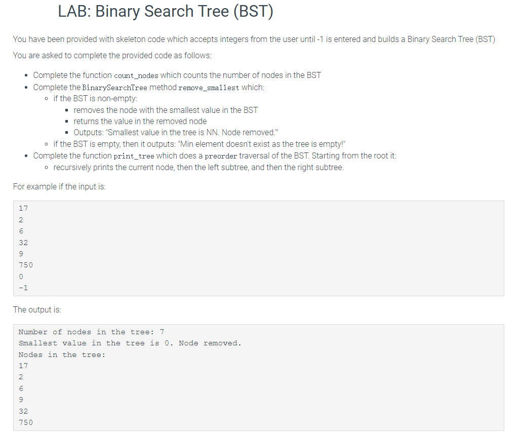 Solved Please answear in python. LAB: Binary Search Tree | Chegg.com
