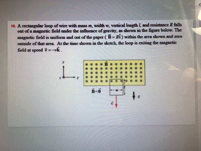 Solved 10. A rectangular loop of wire with mass m, width w, | Chegg.com