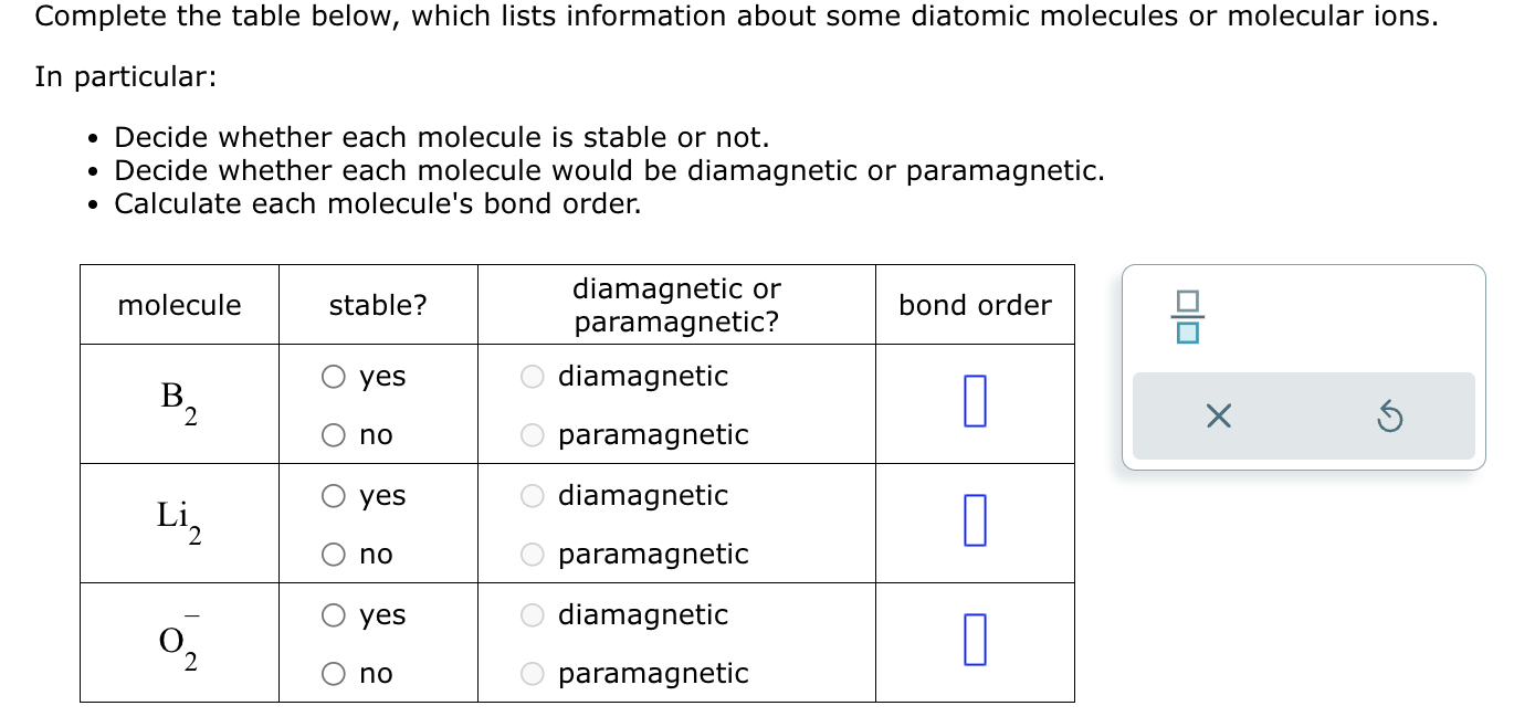 Solved Complete the table below, which lists information | Chegg.com