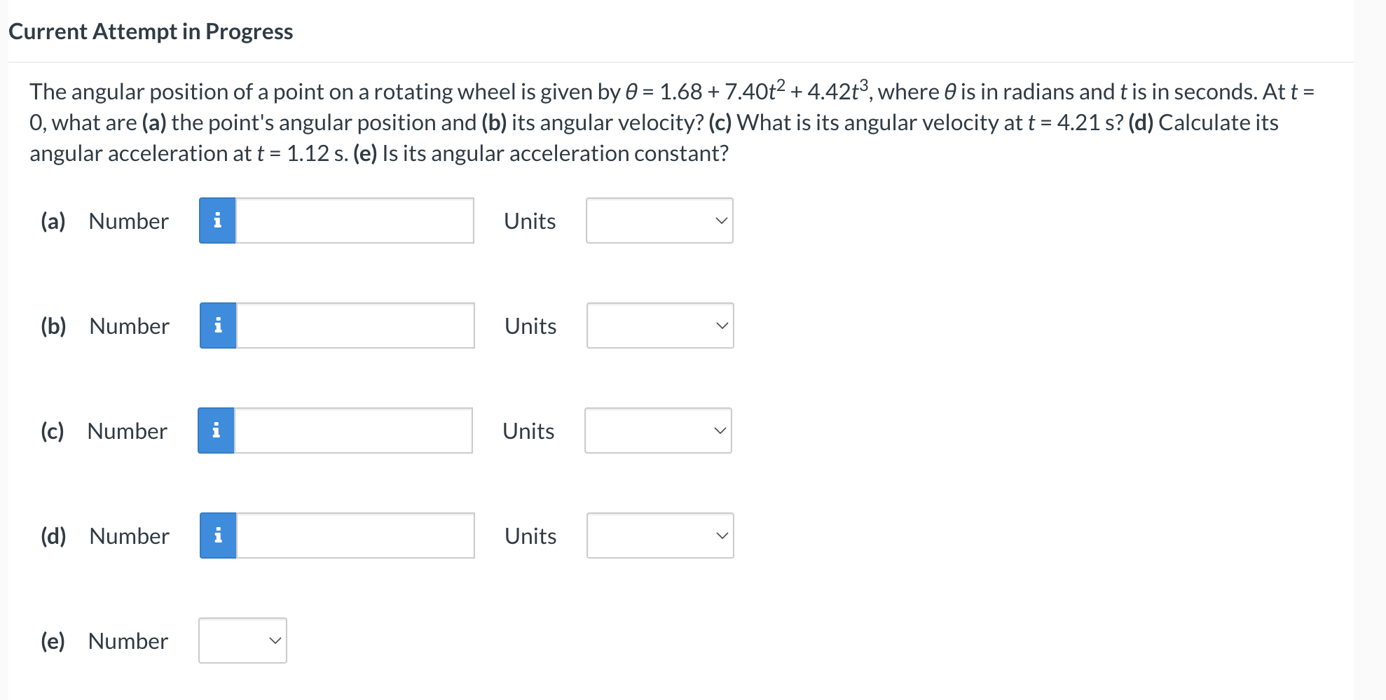 Solved The angular position of a point on a rotating wheel | Chegg.com