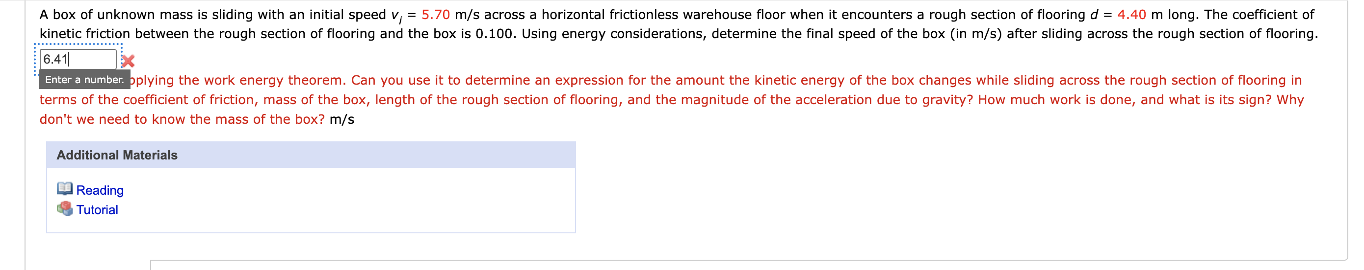 Solved don't we need to know the mass of the box? m/s | Chegg.com Solved don't we need to know the mass of the box? m/s | Chegg.com