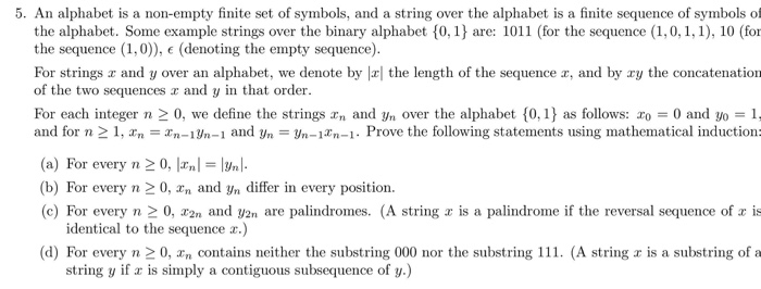 Solved 5. An alphabet is a non-empty finite set of symbols, | Chegg.com