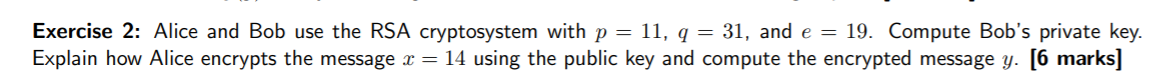 Solved Exercise 2: Alice and Bob use the RSA cryptosystem | Chegg.com