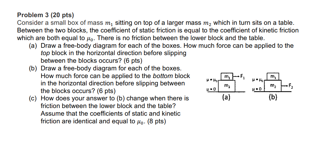 Solved Problem 3 (20 pts) Consider a small box of mass m1 | Chegg.com
