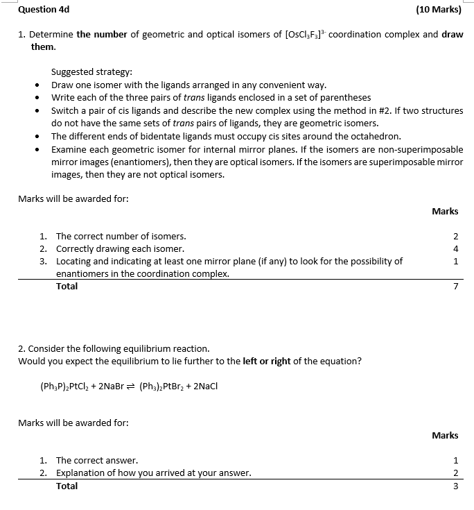 Solved Question 4d (10 Marks) 1. Determine the number of | Chegg.com