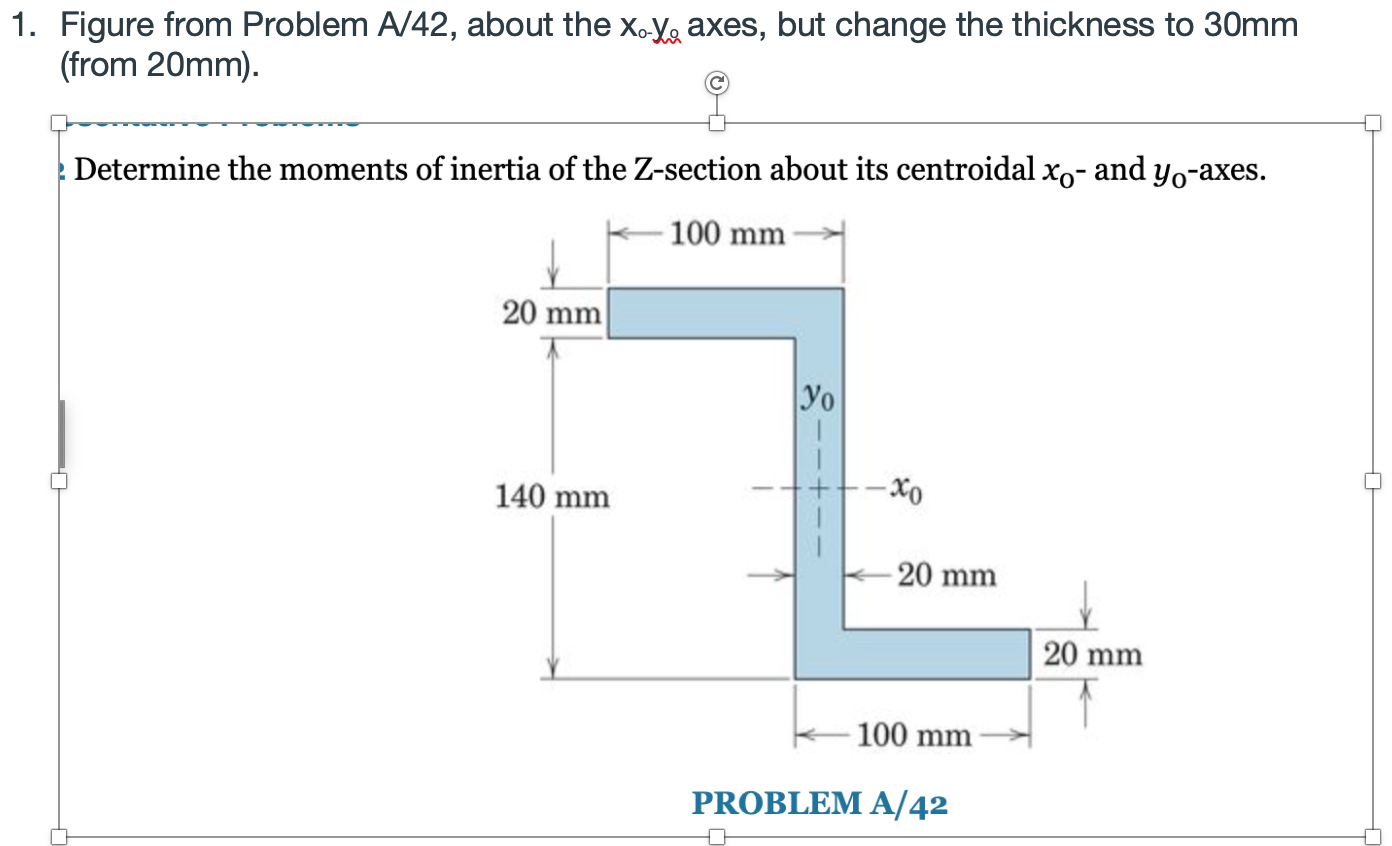 Solved 1. Figure from Problem A/42, about the Xo-La axes, | Chegg.com