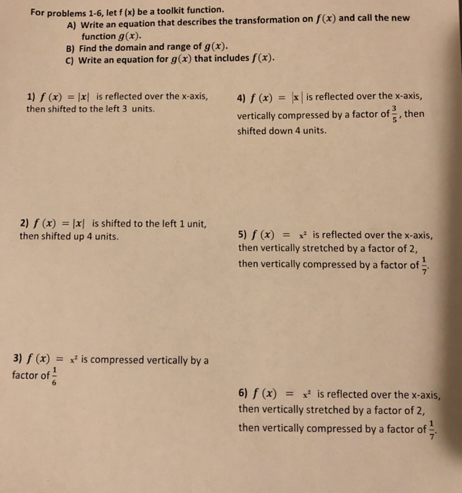 Solved For Problems 1 6 Let F X Be A Toolkit Function A