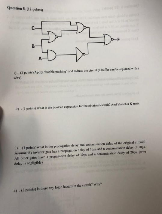 Solved Question 5. (12 points) 1).(3 points) Apply "bubble | Chegg.com