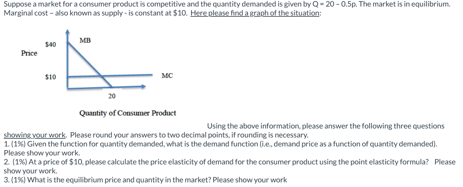 Solved Quantity of Consumer ProductUsing the above | Chegg.com