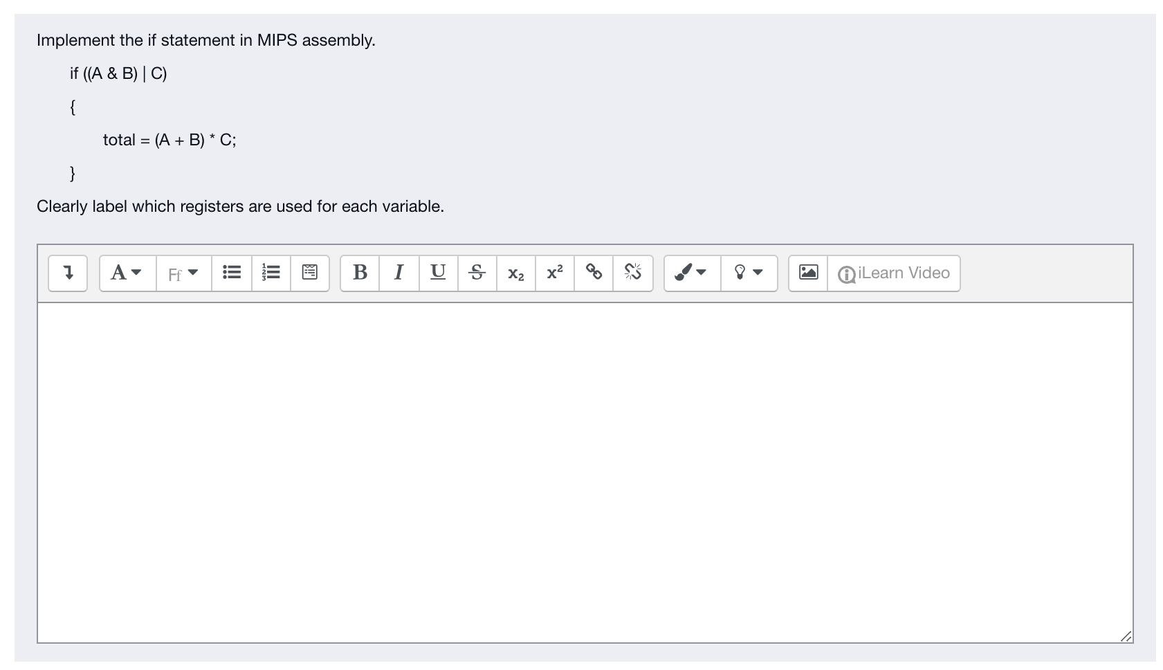 Solved Implement the if statement in MIPS assembly. if ((A & | Chegg.com