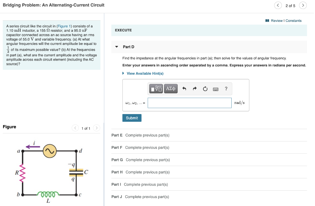 Solved Bridging Problem: An Alternating-Current Circuit 2 of | Chegg.com