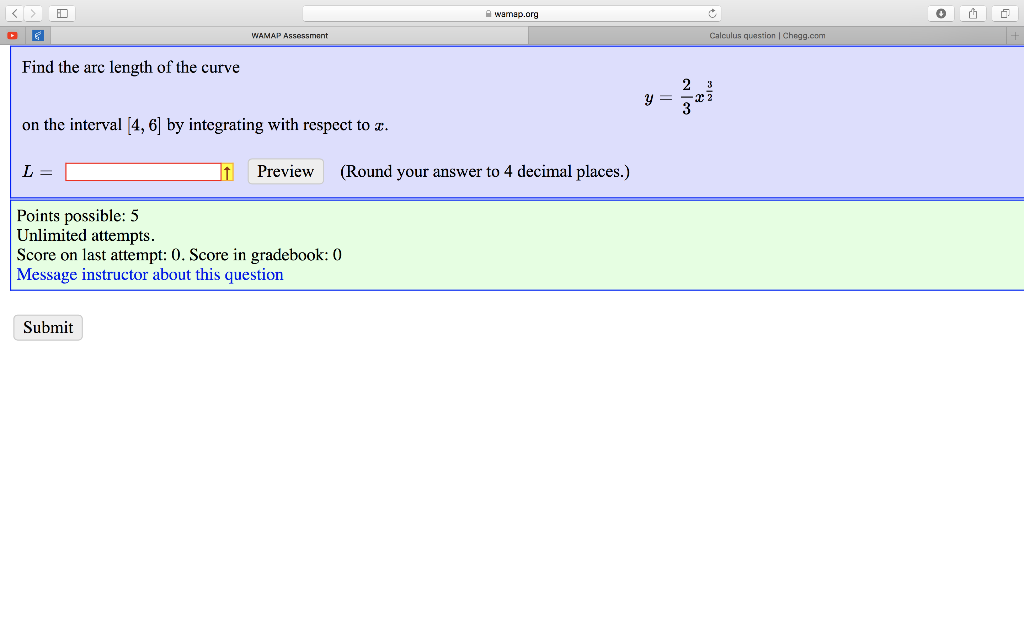 Solved wamap.org WAMAP Assessment Calculus question | Chegg.com