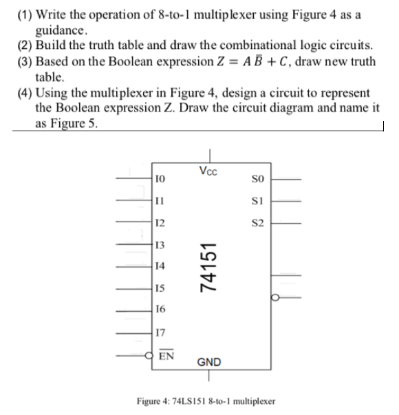 Solved (1) Write the operation of 8-to-1 multiplexer using | Chegg.com