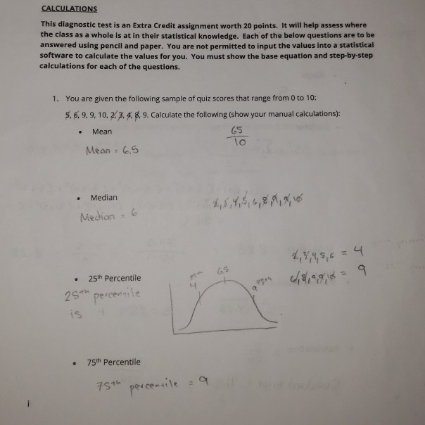 Solved CALCULATIONS This diagnostic test is an Extra Credit | Chegg.com