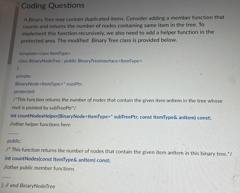 Solved A Binary Tree May Contain Duplicated Items Consider 