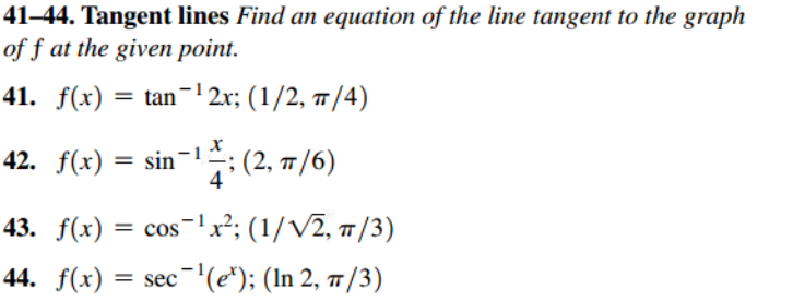 Solved 41-44. Tangent lines Find an equation of the line | Chegg.com