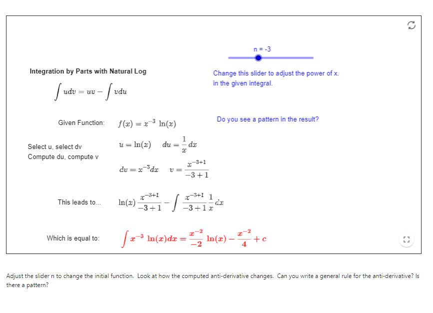 Solved s n=-3 Integration by Parts with Natural Log Change | Chegg.com