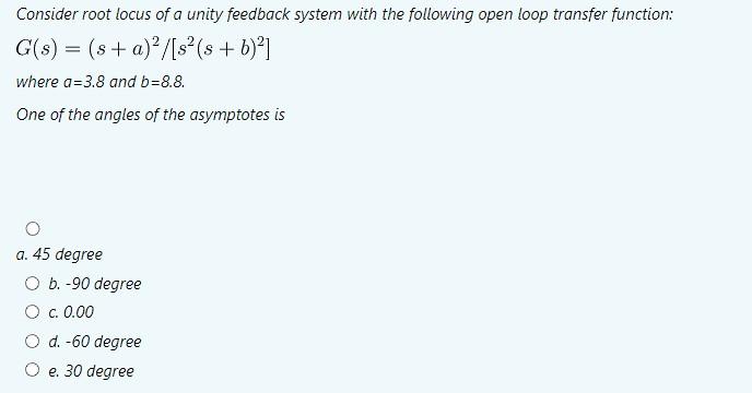 Solved Consider Root Locus Of A Unity Feedback System With 