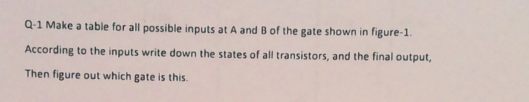 Solved Q-1 Make a table for all possible inputs at A and B | Chegg.com