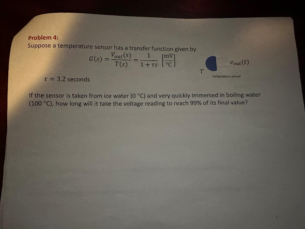 Solved Problem 4: Suppose a temperature sensor has a | Chegg.com