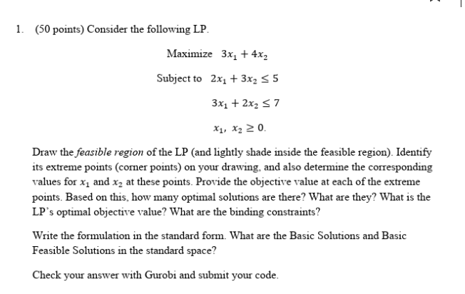 Solved 1. (50 points) Consider the following LP. Maximize | Chegg.com