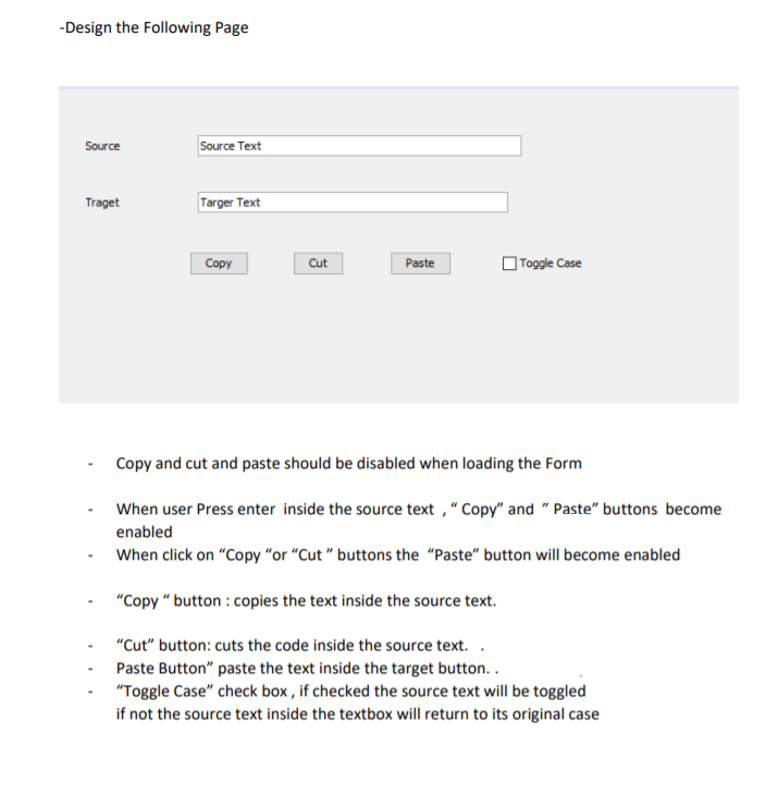 Solved -Design the following Page Source Source Text Traget | Chegg.com