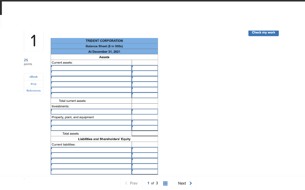 Solved Check my work 1 Problem 3-2 (Algo) Balance sheet | Chegg.com