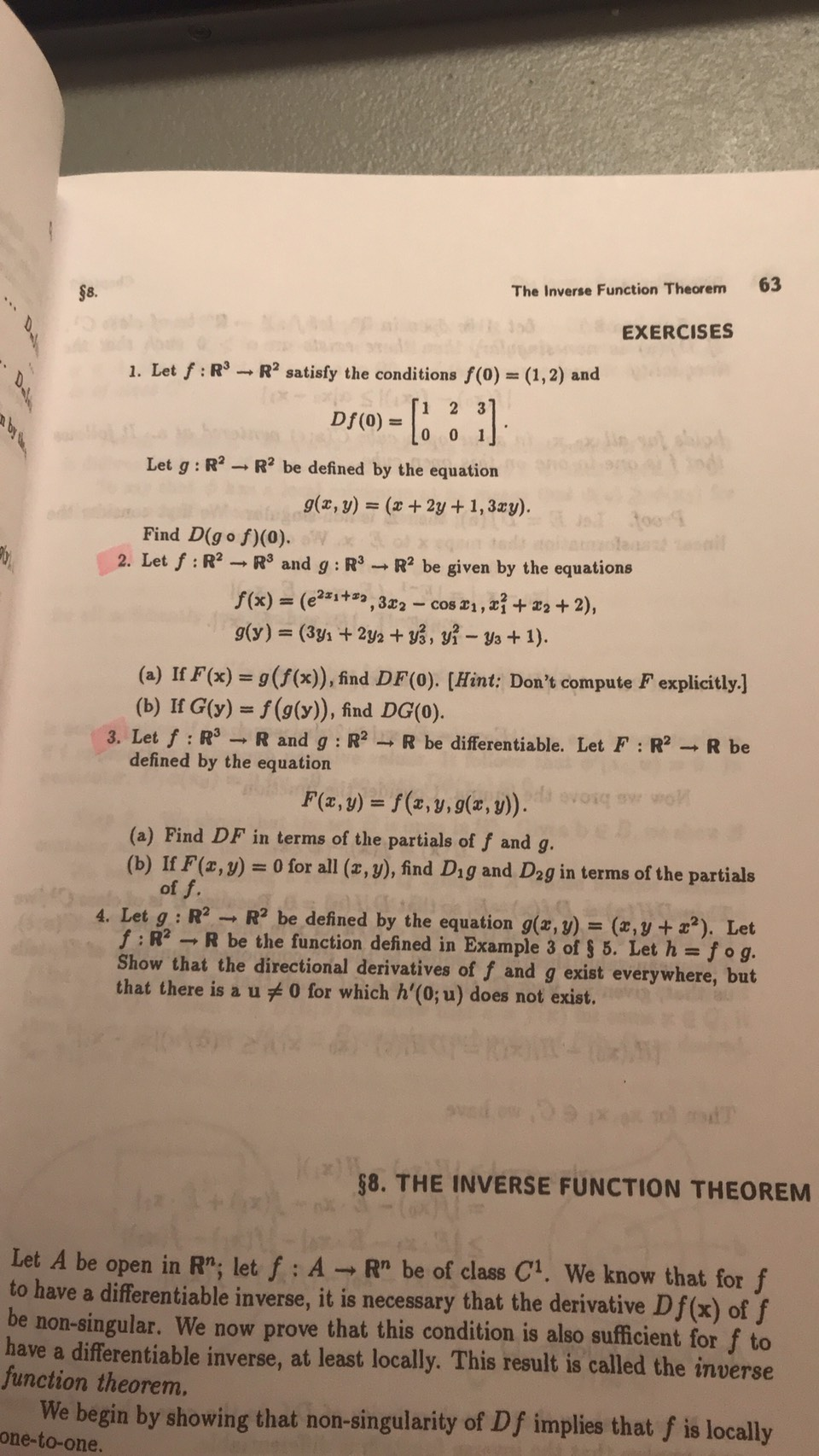 Solved The Inverse Function Theorem EXERCISES 1. Let f:Rº-Rº | Chegg.com