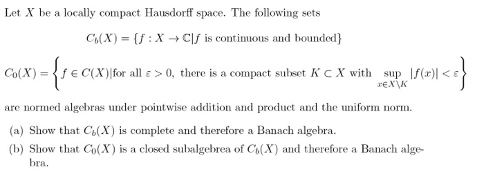 Solved Let X be a locally compact Hausdorff space. The | Chegg.com