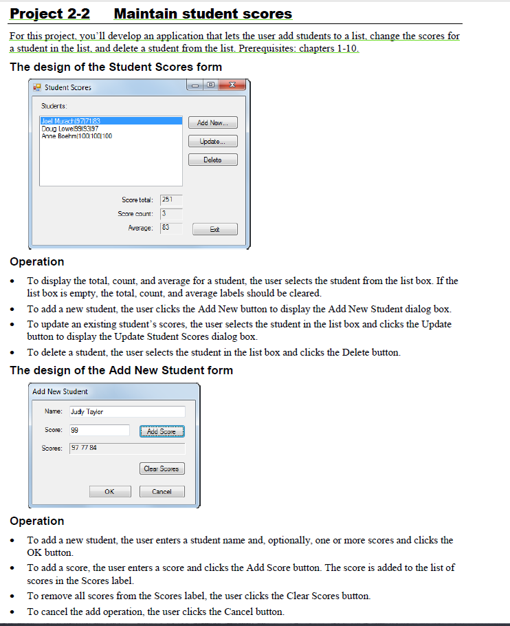 Solved Project 2-2 Maintain student scores For this project, | Chegg.com