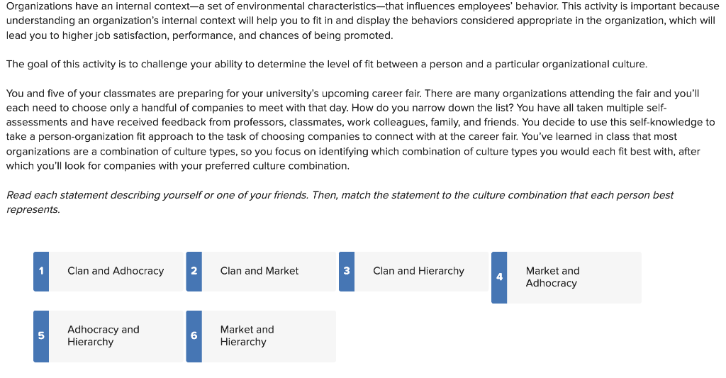 Solved Organizations have an internal context-a set of | Chegg.com