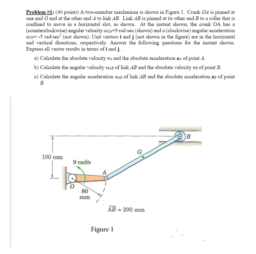 Solved Problem \#1: (40 points) A two-member mechanism is | Chegg.com