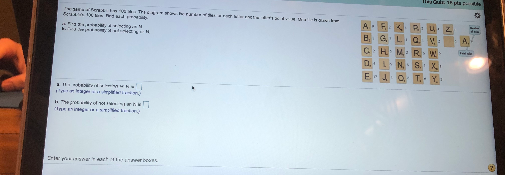 Solved This Quiz: 16 pts possible The game of Scrabble has | Chegg.com
