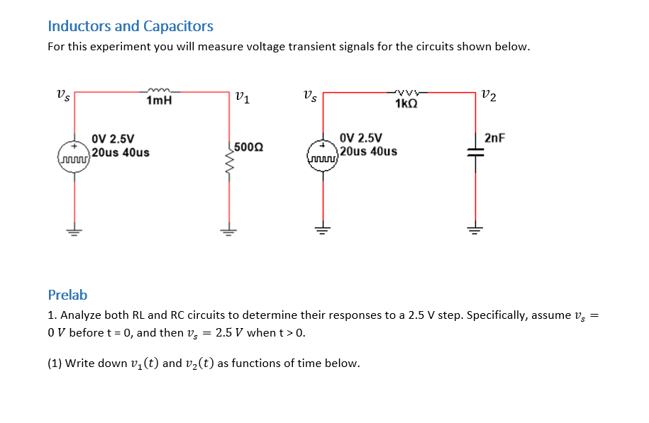 Solved Inductors and Capacitors For this experiment you will | Chegg.com