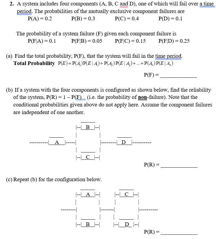 Solved A system includes four components (A, ﻿B, ﻿C and D), | Chegg.com
