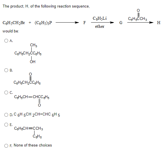 Solved The product, H, of the following reaction sequence, | Chegg.com