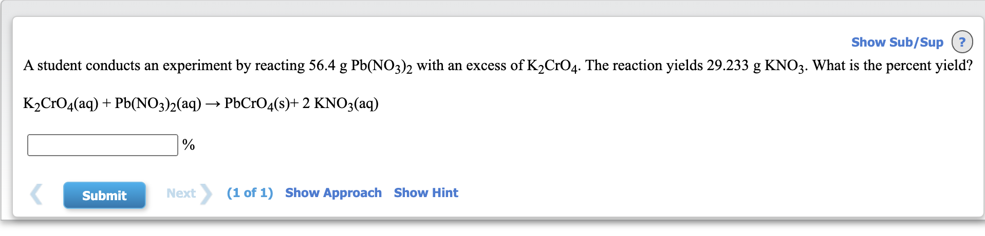 Solved A student conducts an experiment by reacting 56.4 g | Chegg.com