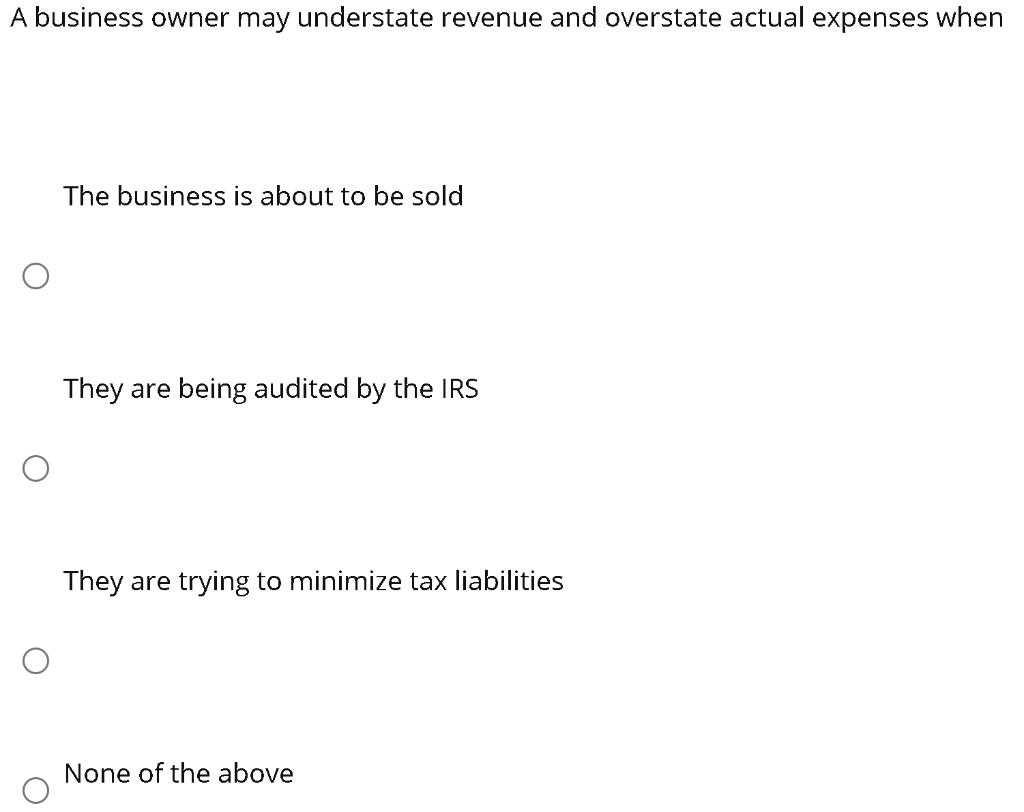 Solved A business owner may understate revenue and overstate | Chegg.com