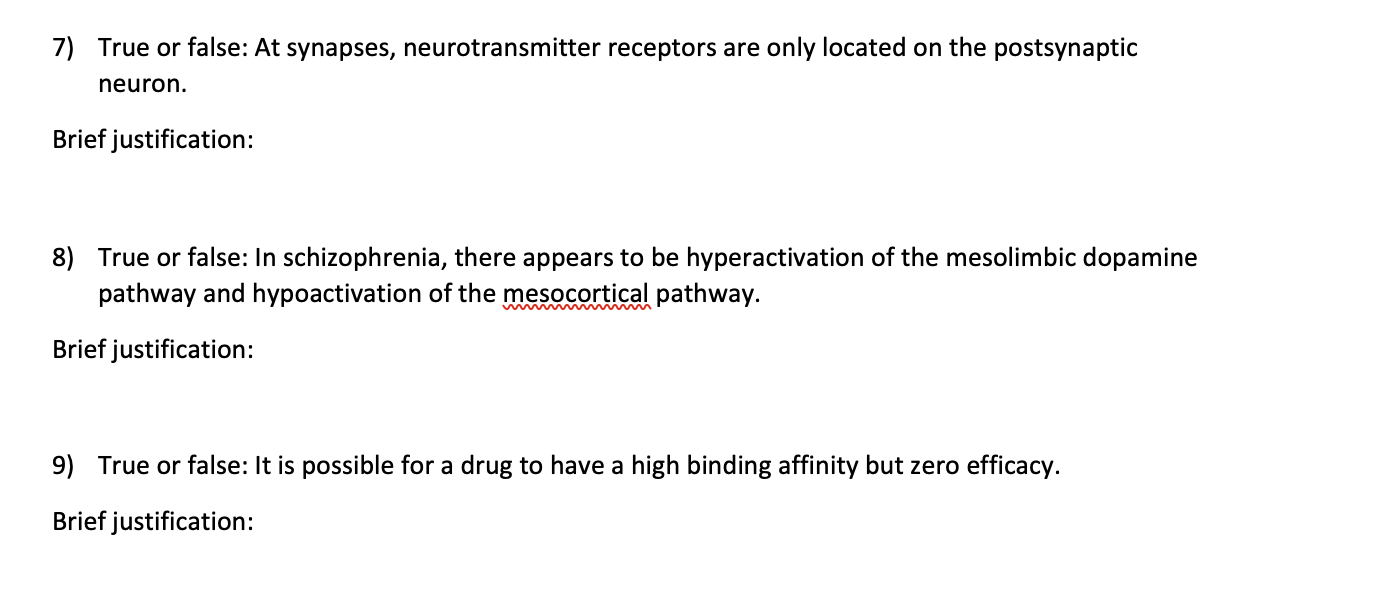 Solved 7) True or false: At synapses, neurotransmitter | Chegg.com